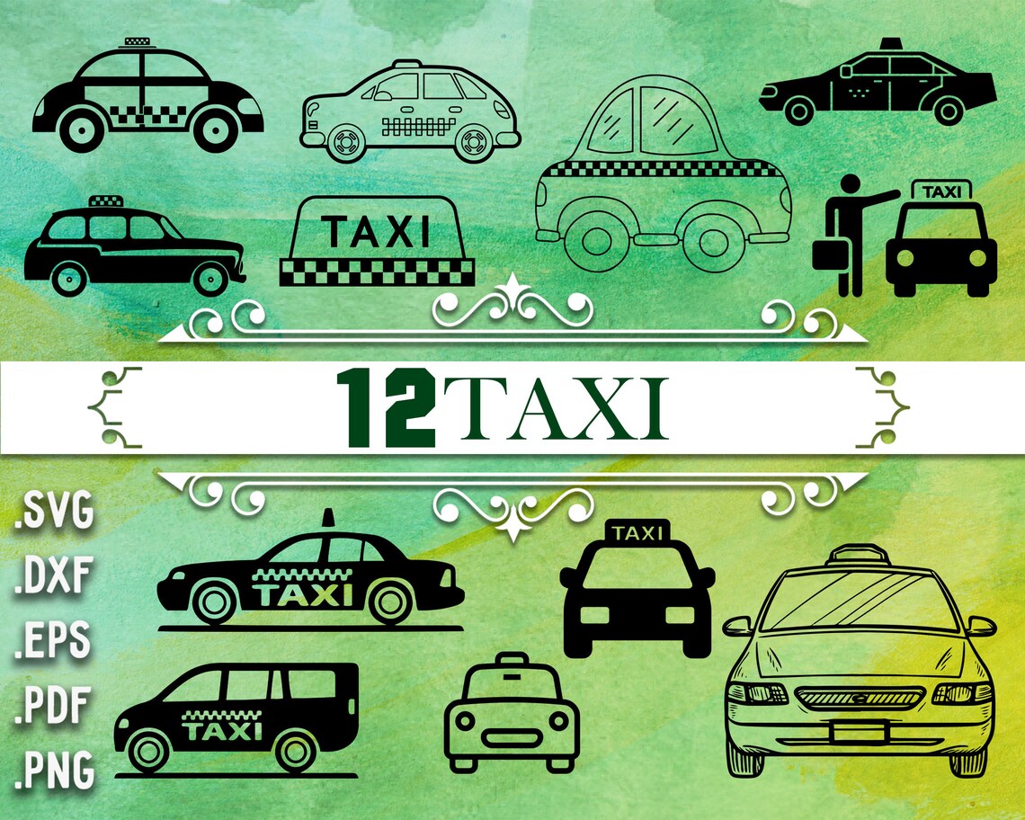TAXI SVG, Svg, Taxi, Taxi Clipart, Taxi Car Svg, Cricut Space Svg, Taxi ...