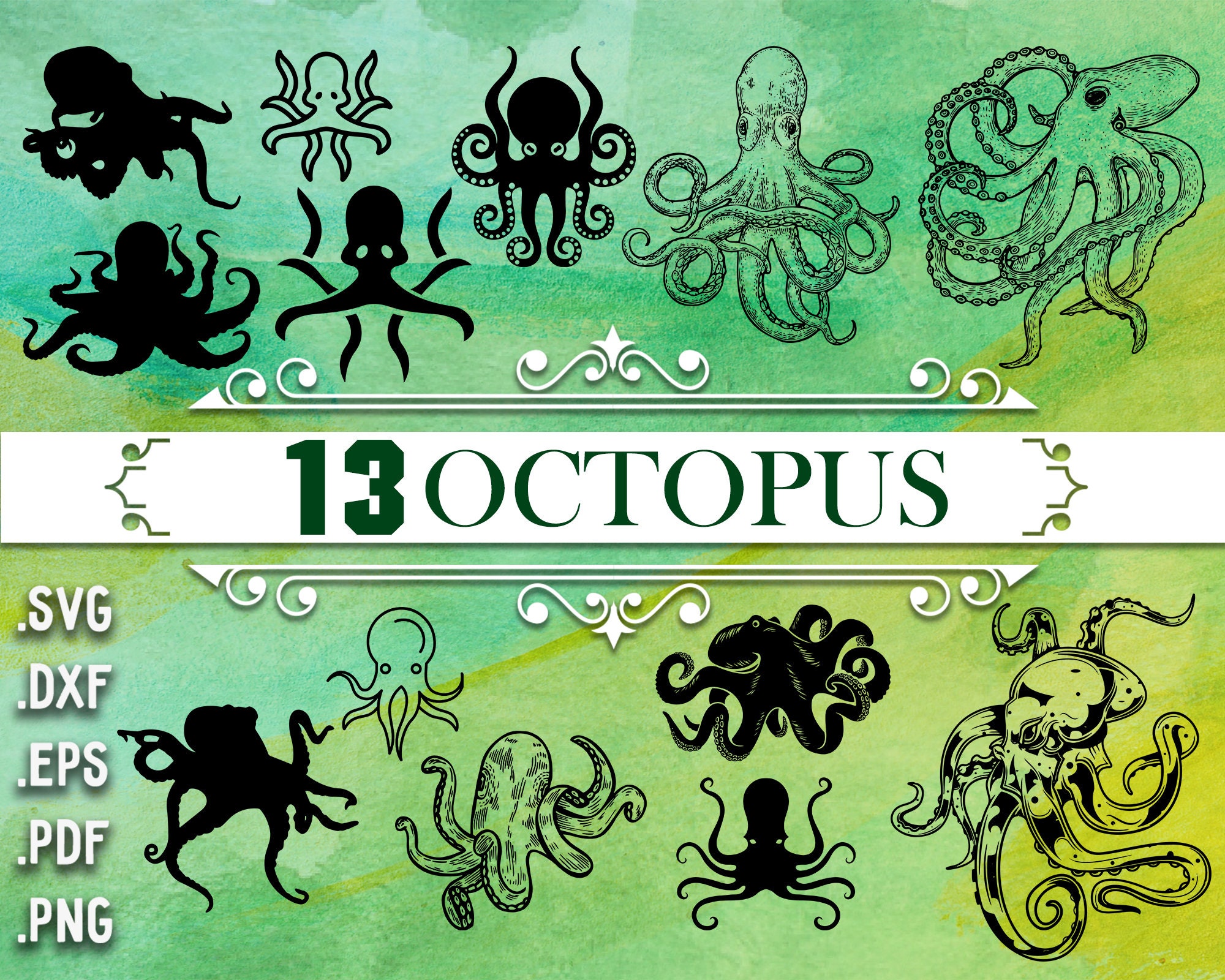 OCTOPUS SVG, Octopus Clipart, Octopus Vector, Octopus Silhouette ...
