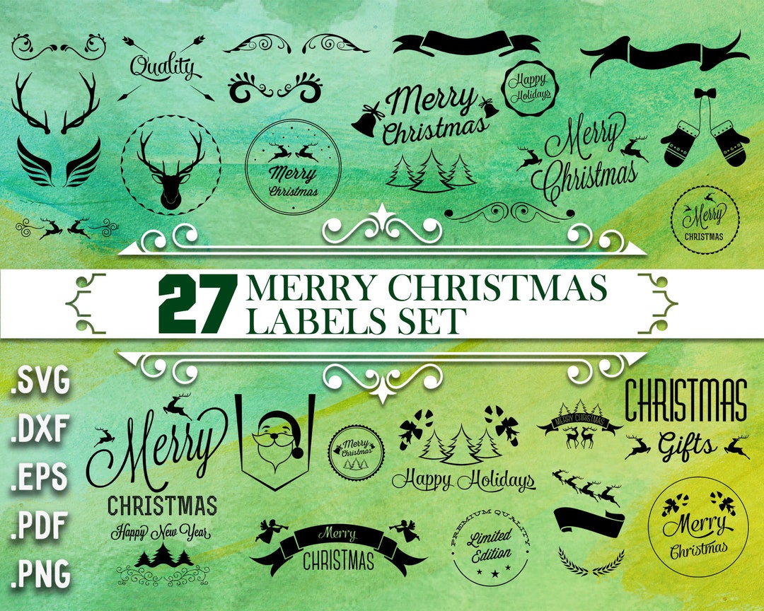 MERRY CHRISTMAS LABEL Set Svg, Merry Christmas, Christmas Stickers ...