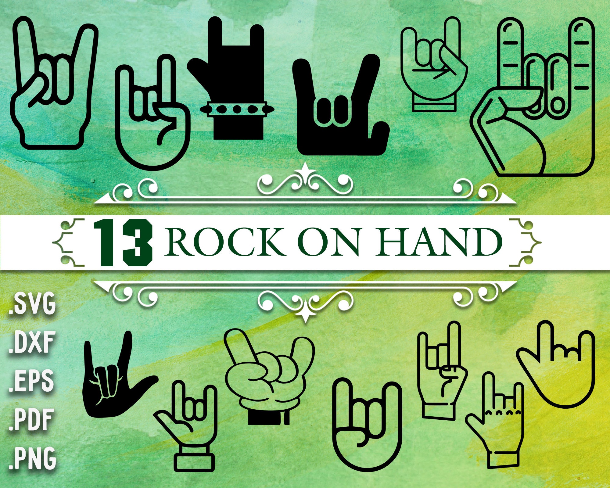 ROCK on HAND SVG, Rock, Rock N Roll Svg, Svg Cut File, Hand Svg, Rock ...