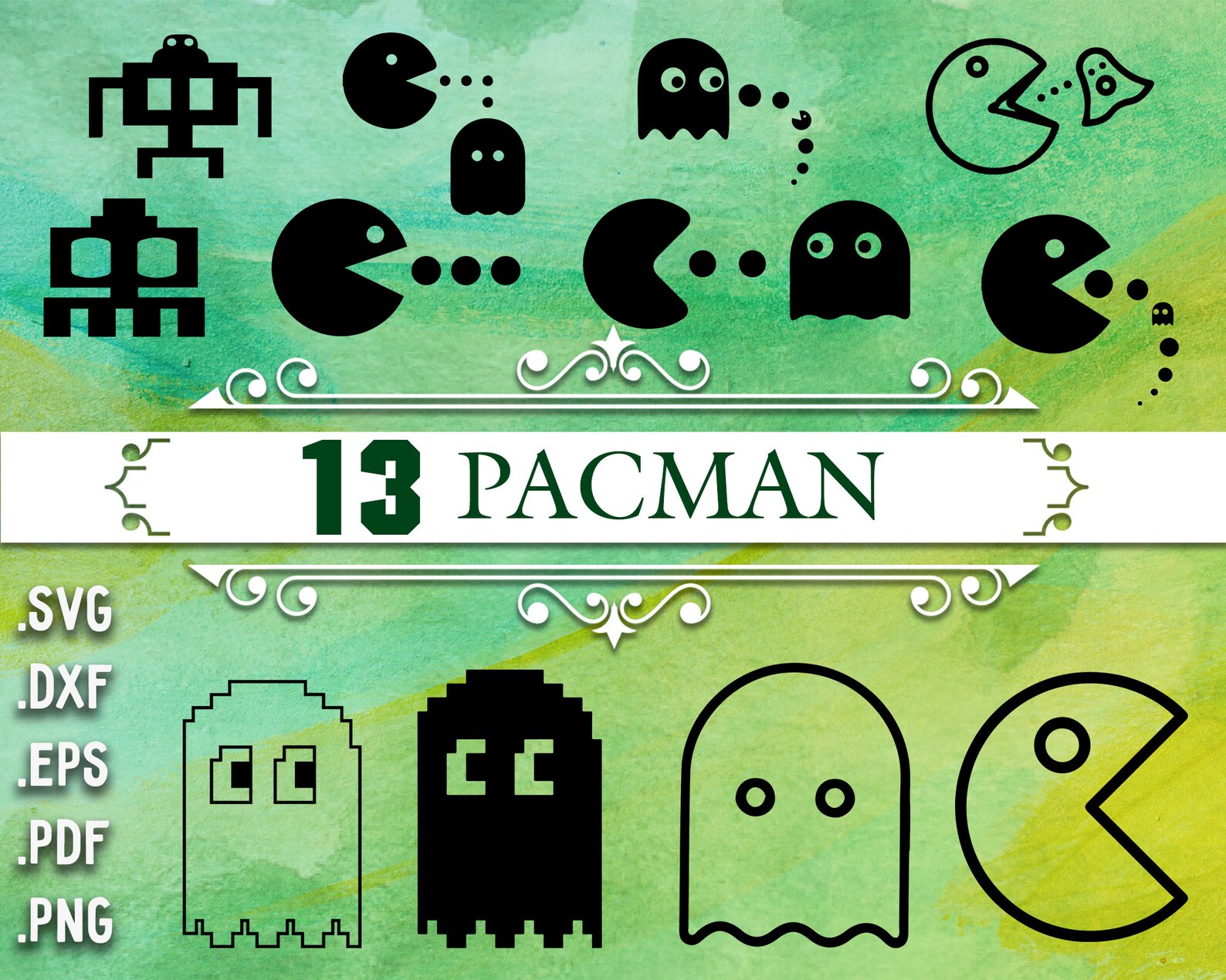 PACMAN SVG retro svg pac man svg files silhouette svg | Etsy