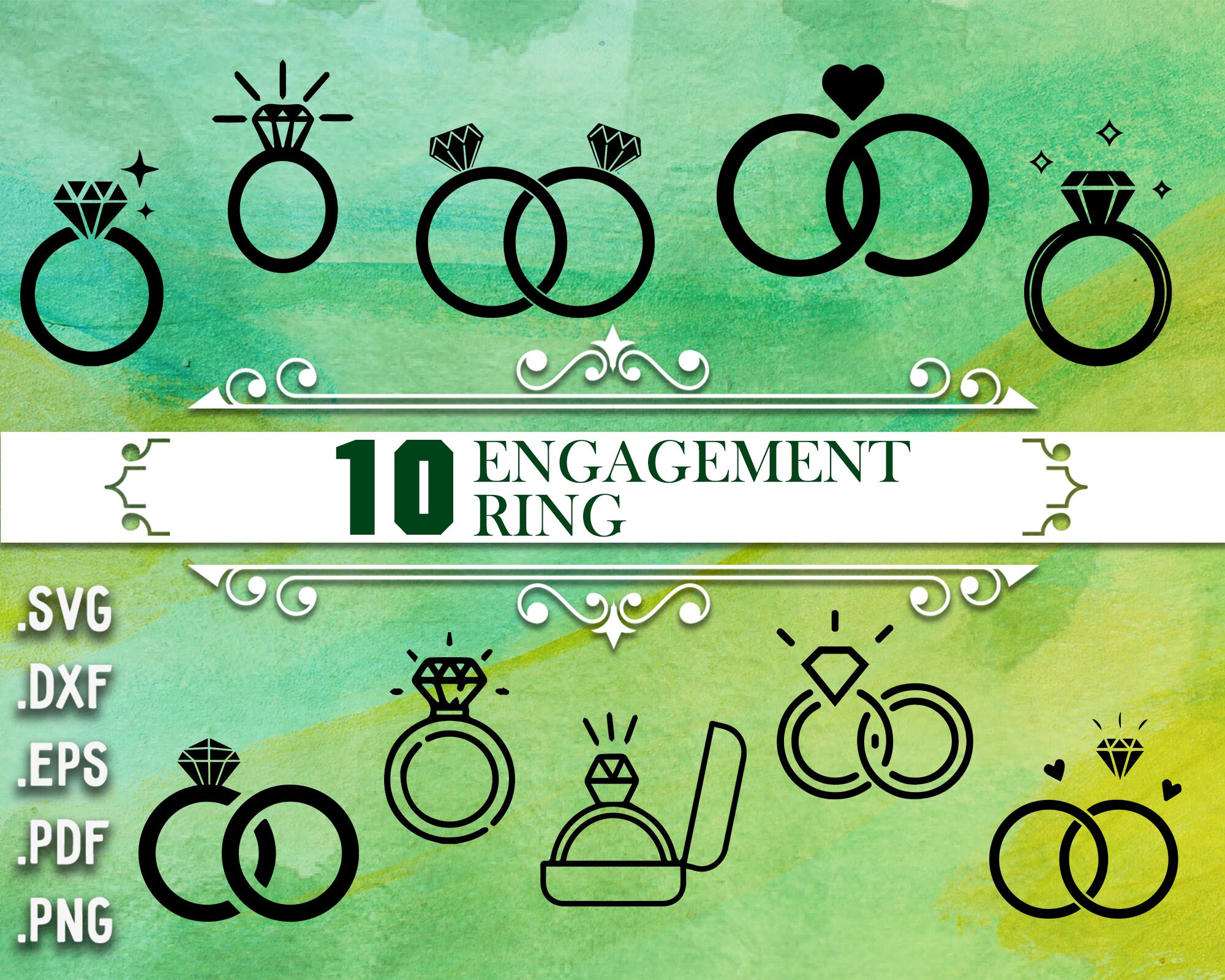 ENGAGEMENT RING SVG, Wedding Svg, Engaged Svg, Ring Clipart, Ring, Gold ...