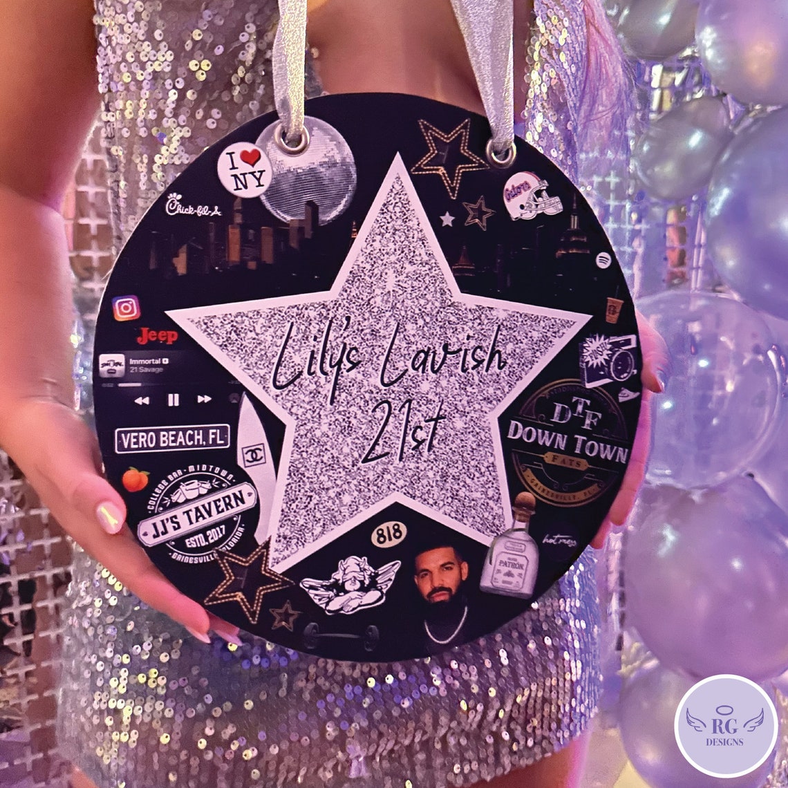 Custom 21st Birthday Sign, Sign Night Sign, 21st Sign, Circle Shape ...