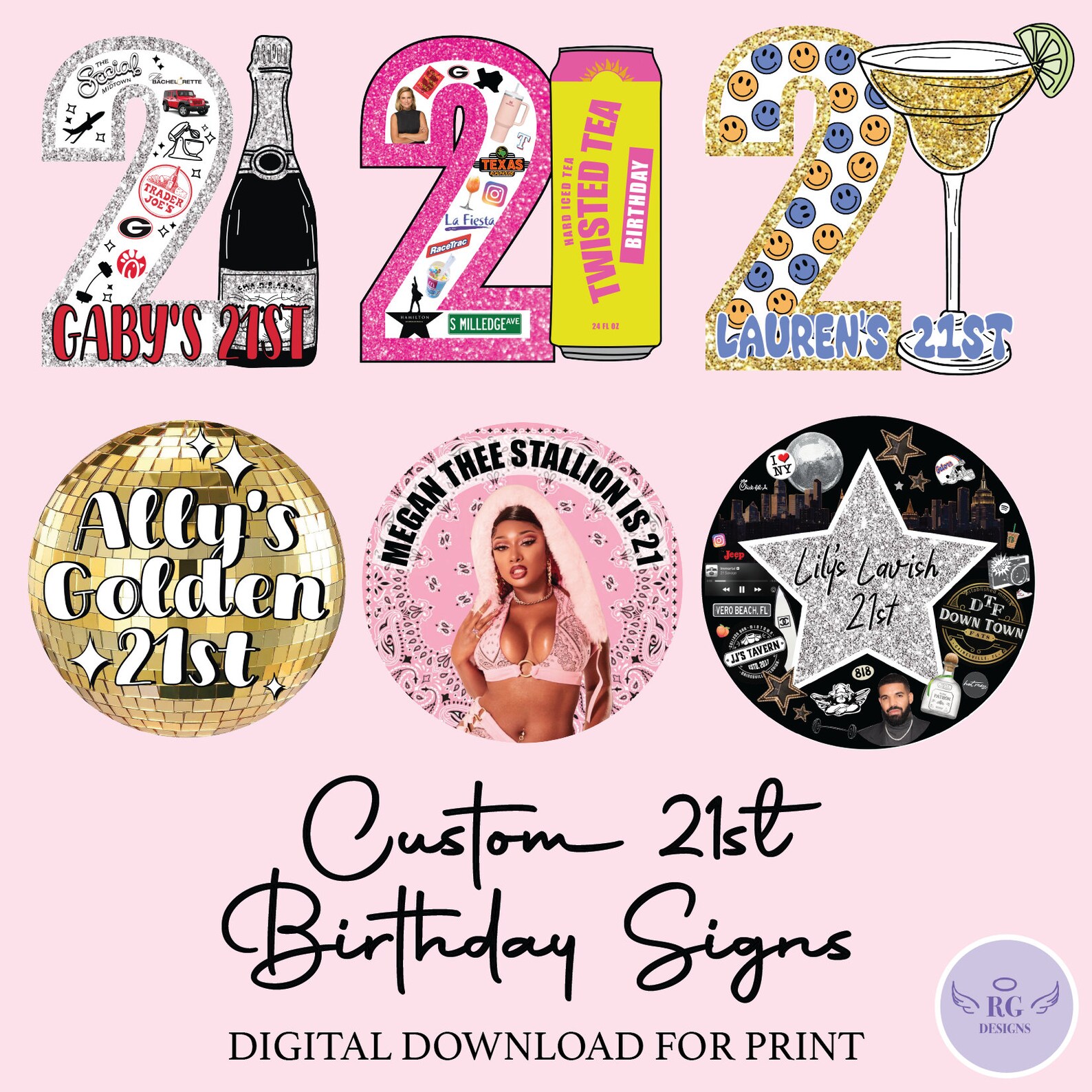Custom 21st Birthday Sign, Sign Night Sign, 21st Sign, Circle Shape ...