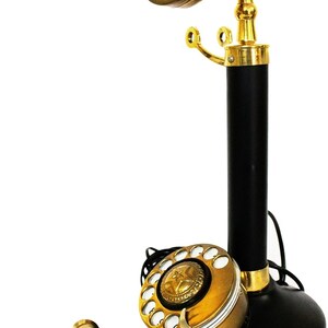 Black & Brass Handmade Replica Old Model Rotary Dial Telephone Home ...