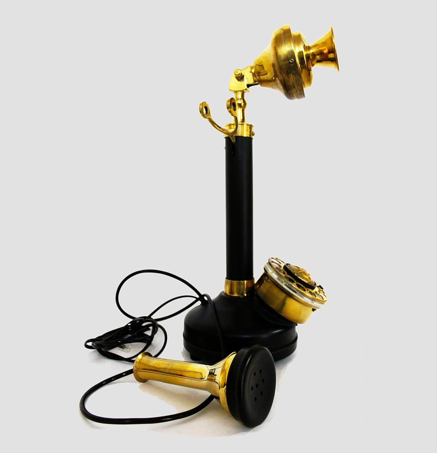 Black & Brass Handmade Replica Old Model Rotary Dial Telephone Home ...