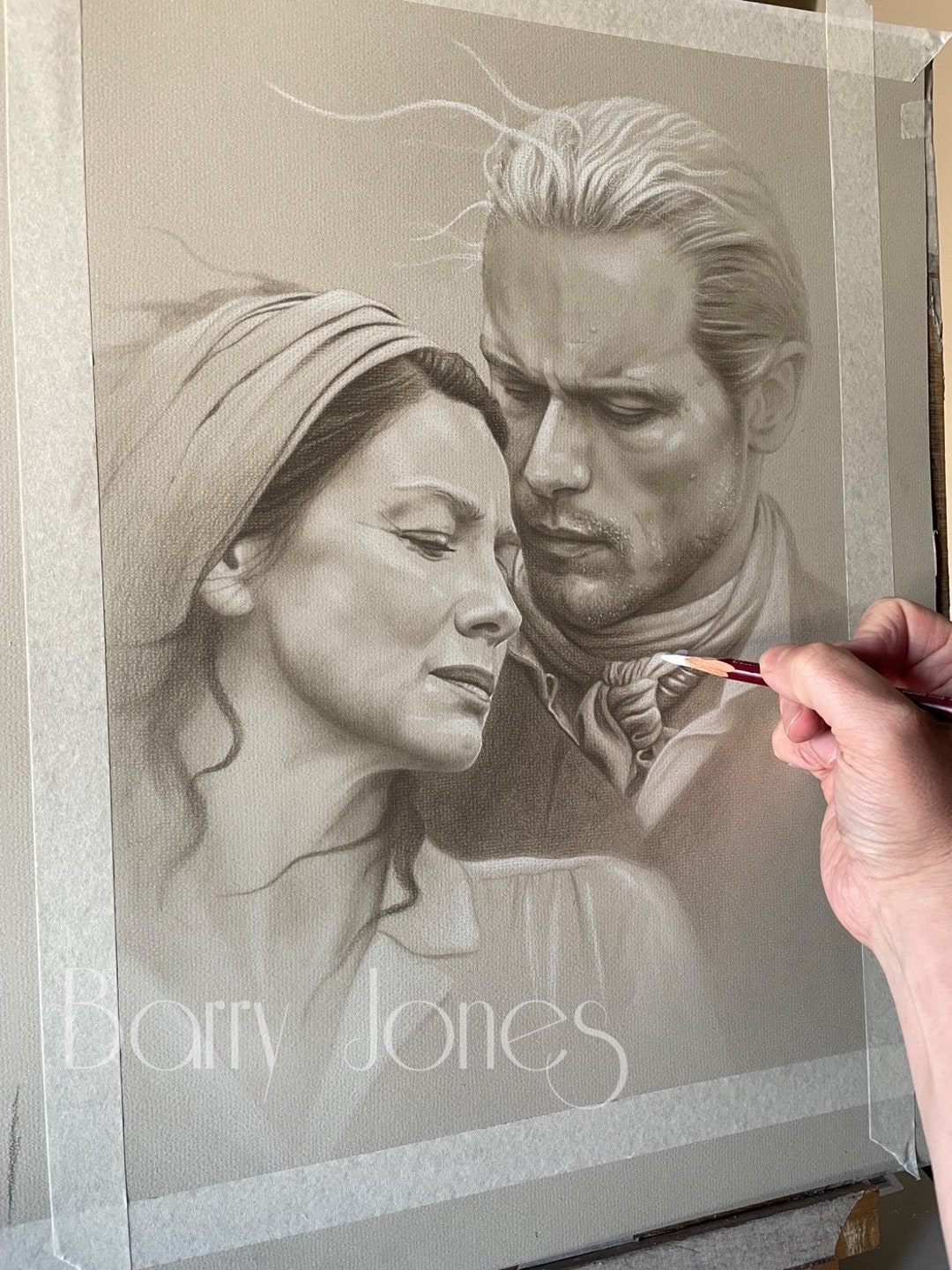 Limited Print of My Pastel Drawing of Claire and Jamie From Outlander ...