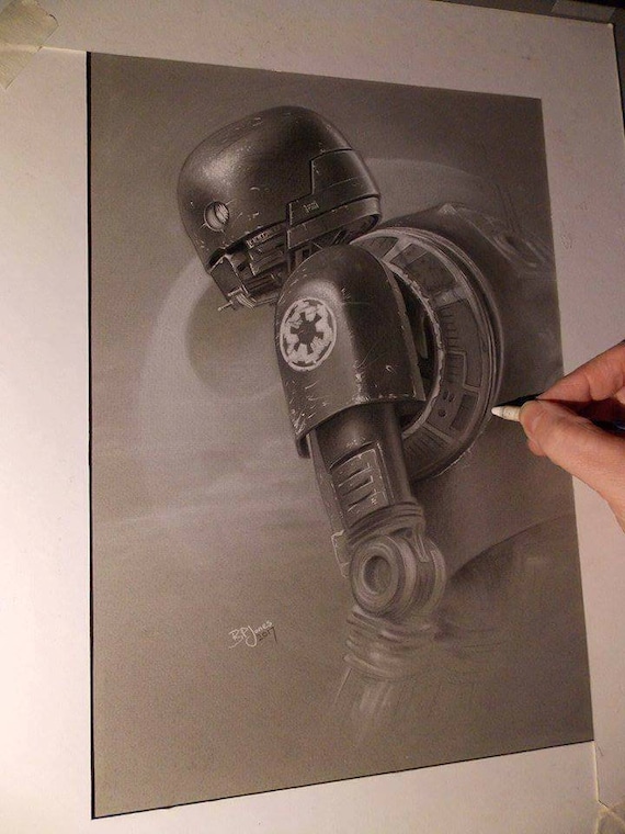 Limited print of my pastel drawing of k2so from star wars | Etsy