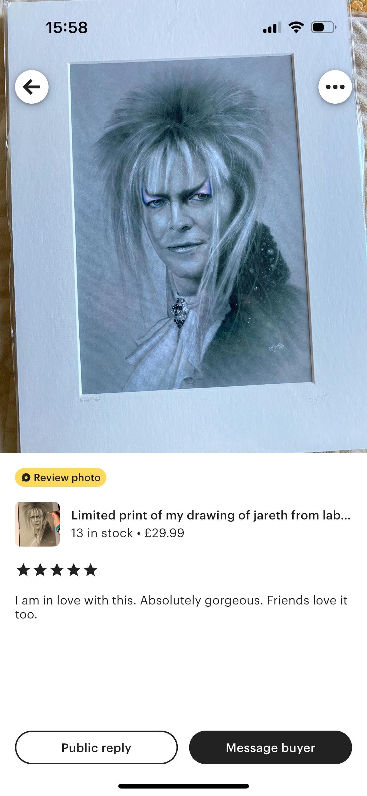 Limited Print of My Drawing of Jareth From Labyrinth - Etsy