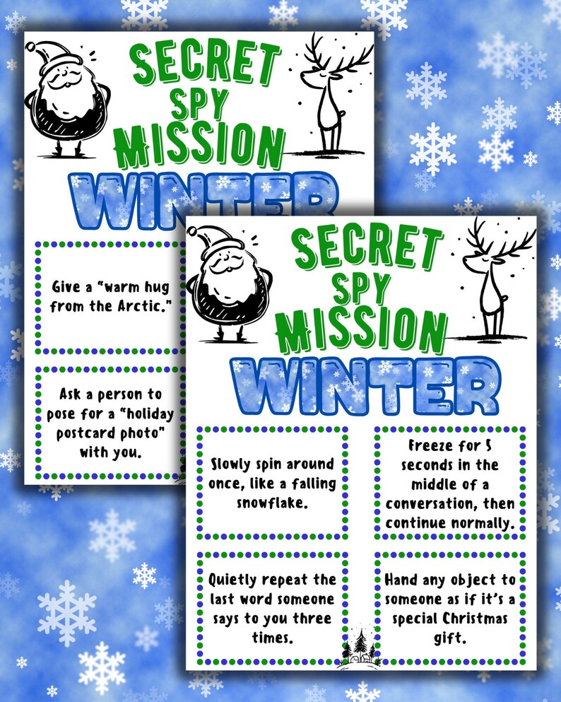 Printable Christmas Party Games. Secret Spy Mission. PDF Digital ...