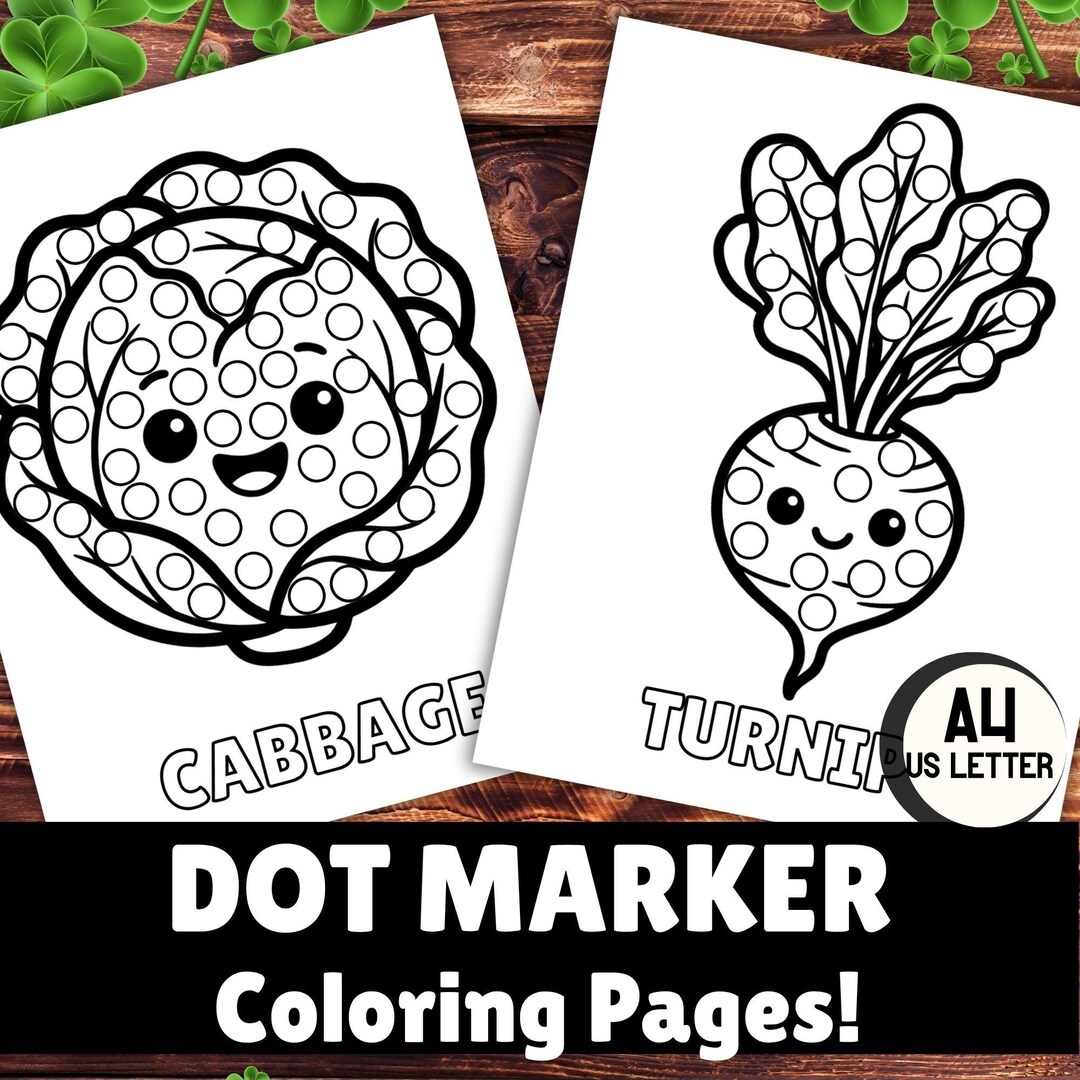 Cute Vegetables Dot Marker Coloring Pages Printable, Do a Dot Art ...