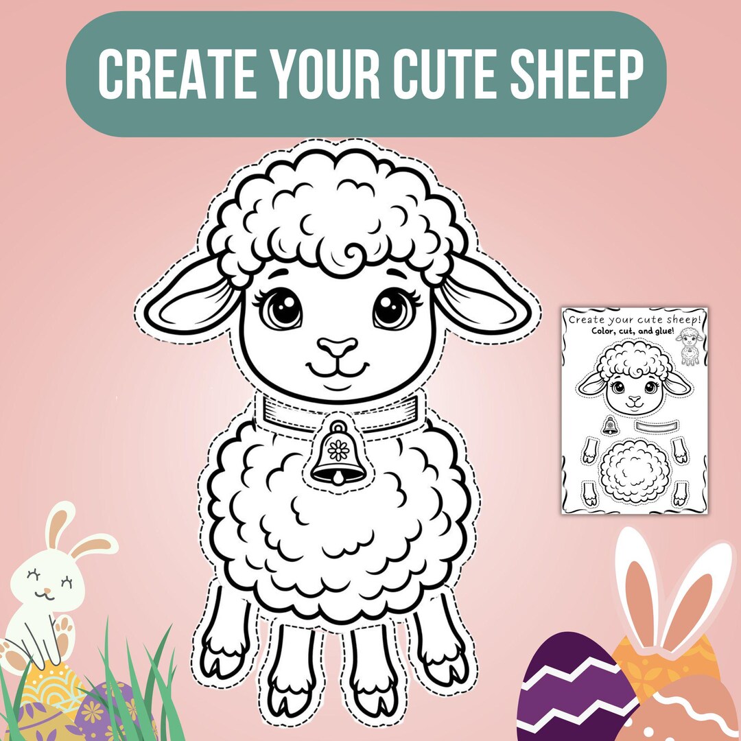 Cute Sheep Paper Craft for Kids | Spring Coloring Activity & DIY Cut ...