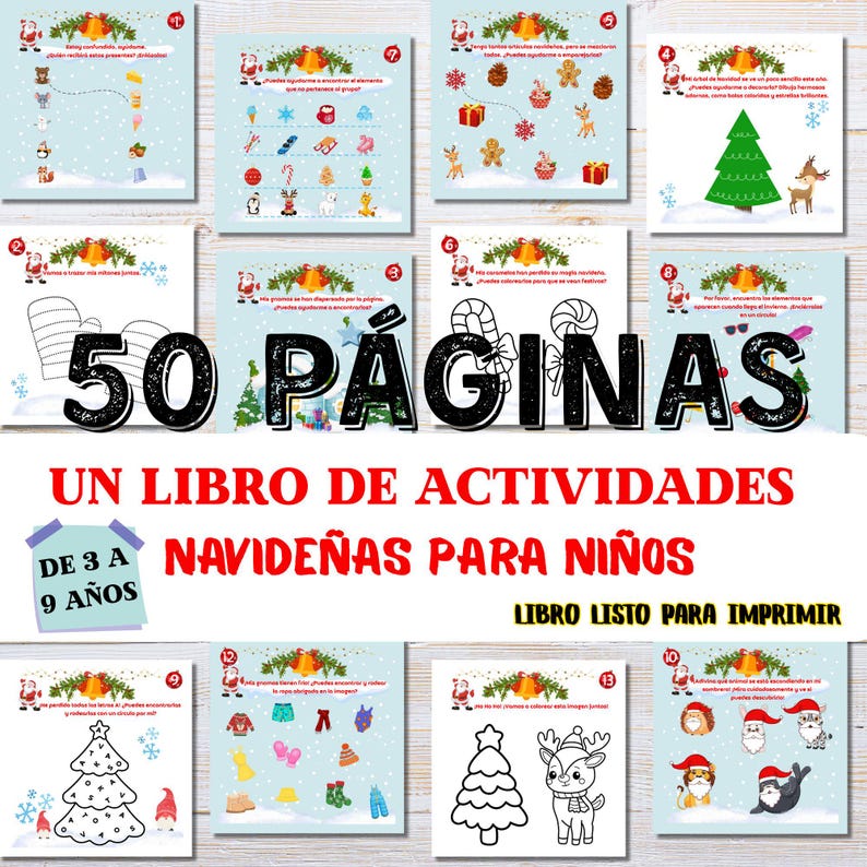 Christmas Activity Book for Kids | Santa Mazes & Coloring (digital ...