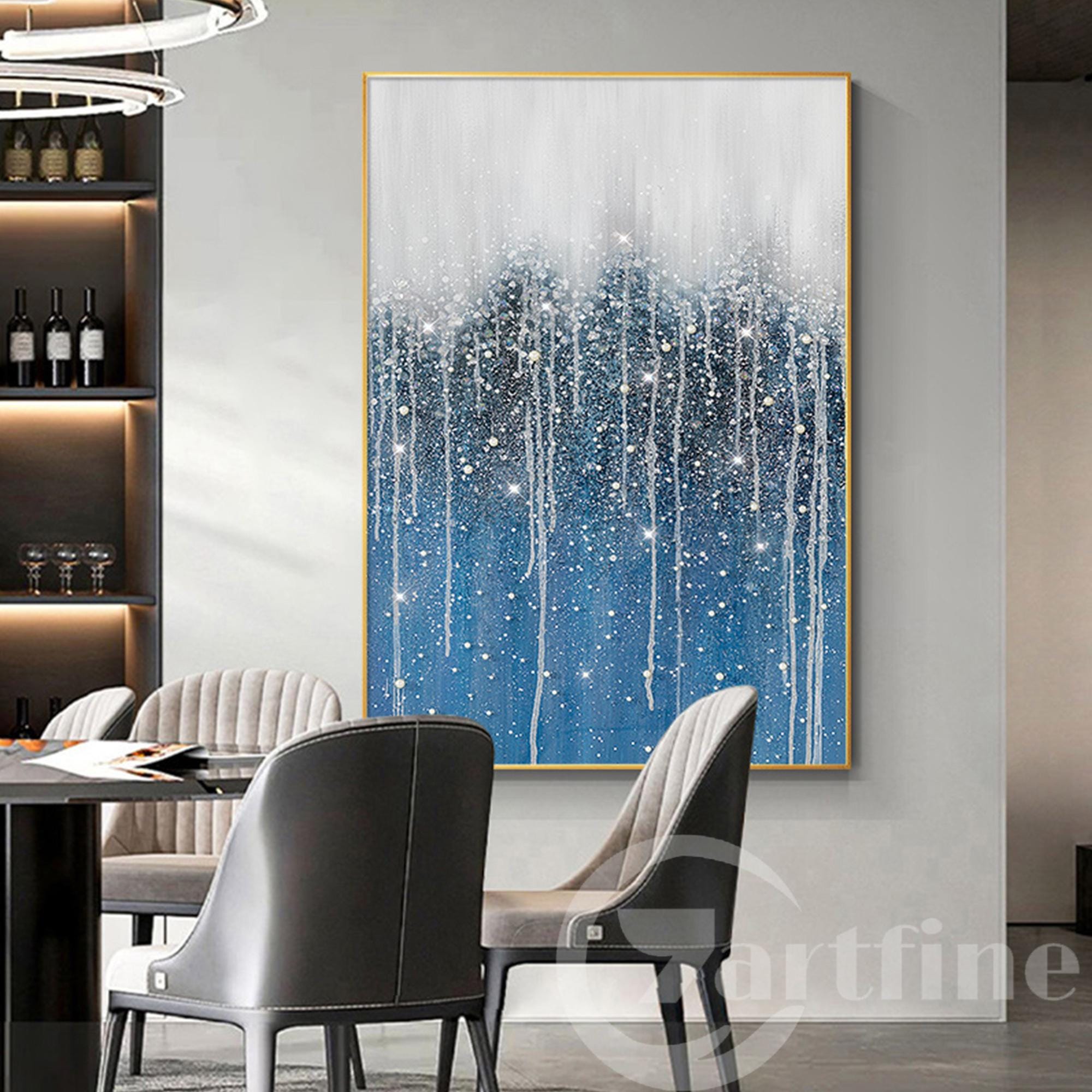 Resin Wall Art Abstract Baby Blue Painting Epoxy Geode Crystal Painting ...