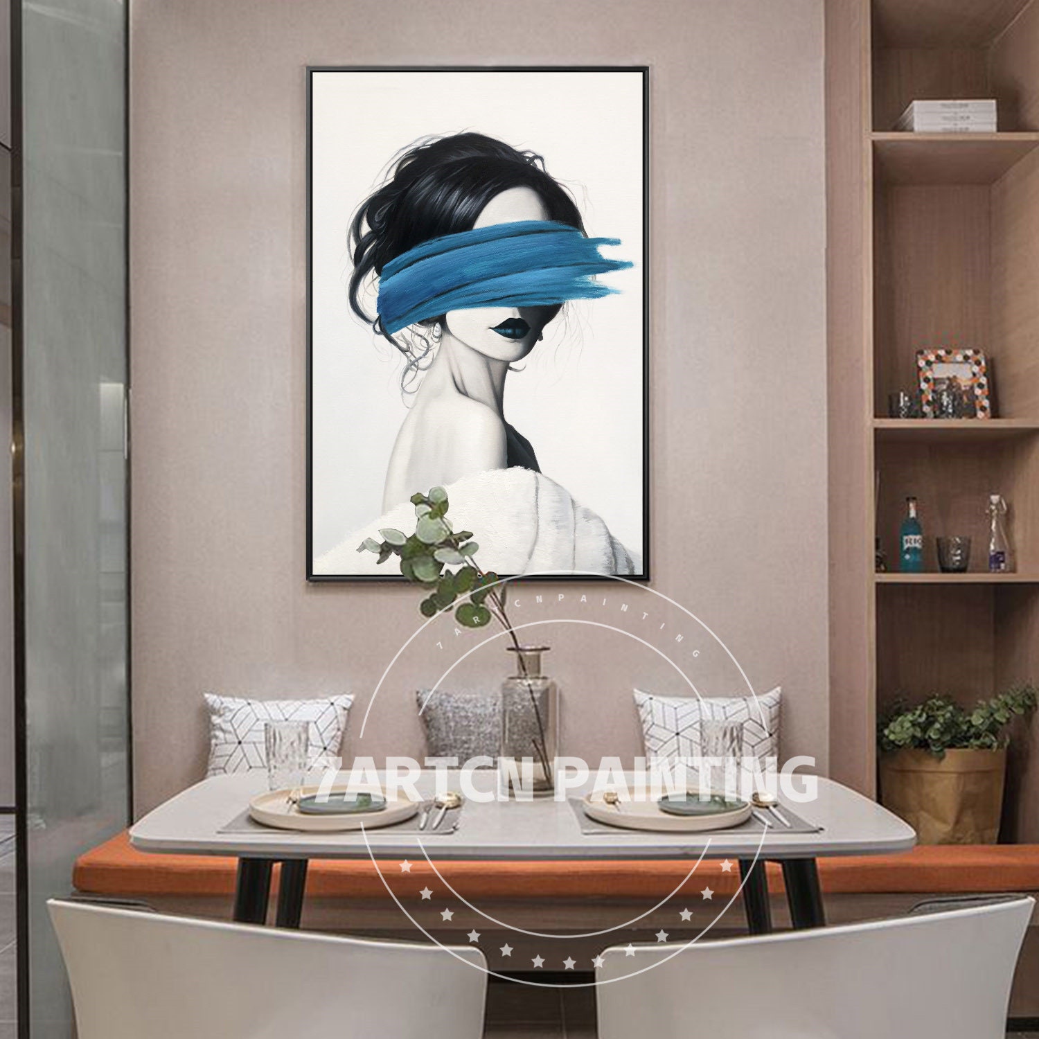 Women Portrait Painting People Figure Acrylic Painting Blue | Etsy