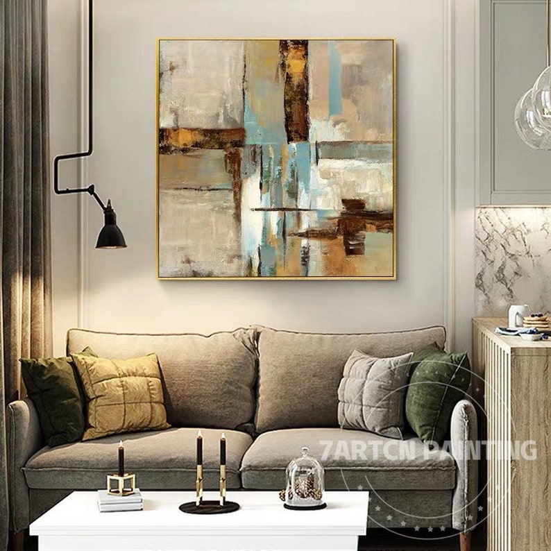 Original huge Modern abstract canvas acrylic painting gray | Etsy