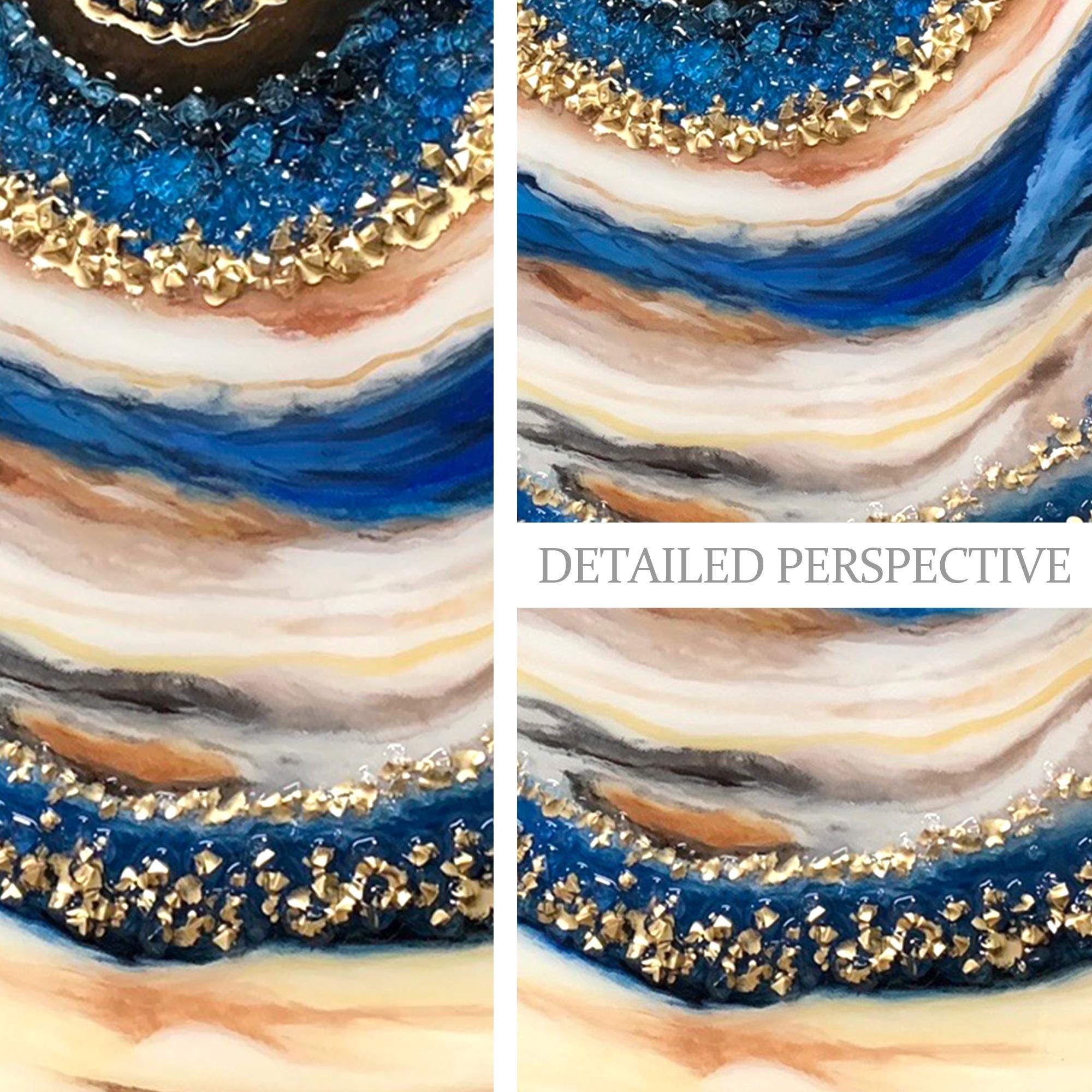 Navy Blue and Gold Epoxy Resin Art-crystal Resin Geode Wall Art-resin ...