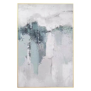 Blue Grey Abstract Wall Art on Canvas, Large Grey Wall Art on Canvas ...