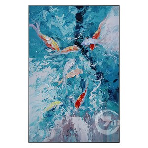 Blue Koi Fish Abstract Wall Art Acrylic on Canvas Painting Feng Shui ...