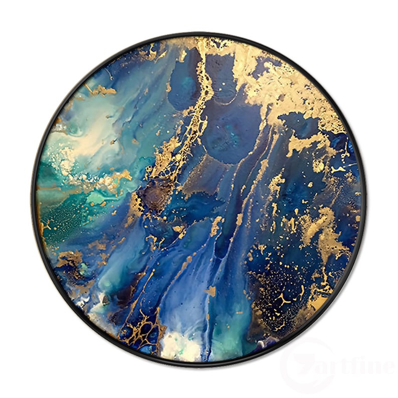 Round Abstract Frame Wall Art Universe Painting Oversize | Etsy