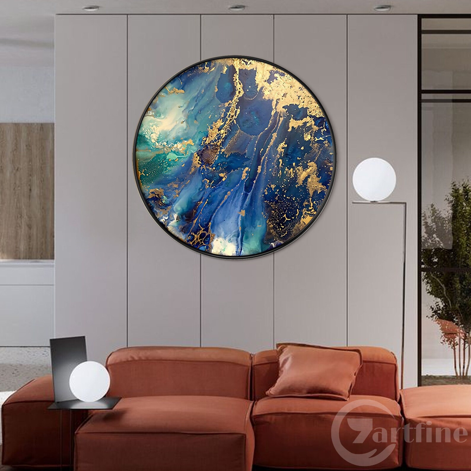 Round Abstract Frame Wall Art Universe Painting Oversize | Etsy