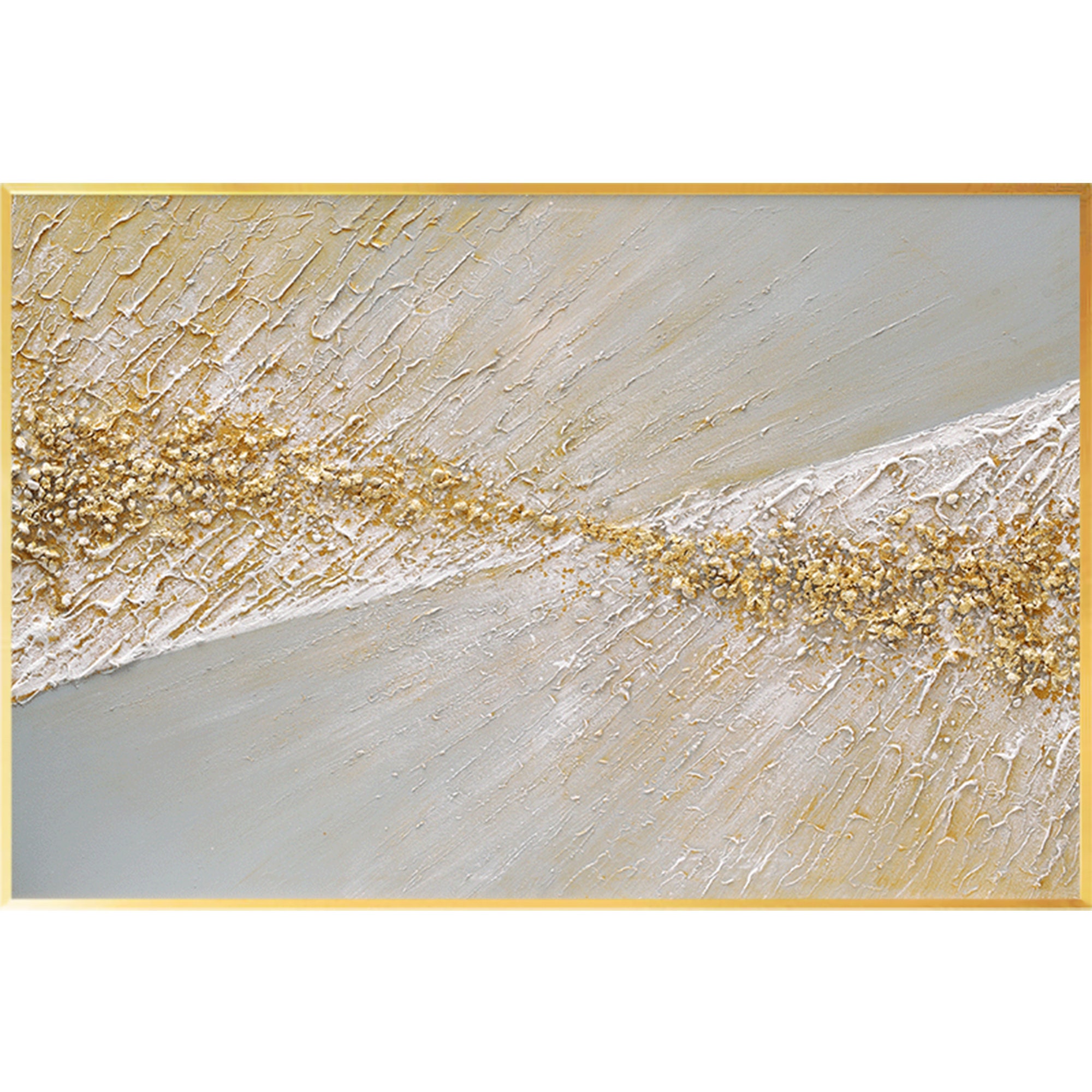 Gold Beach Wall Art Abstract Ocean Painting Textured Gold Sandy Wall ...
