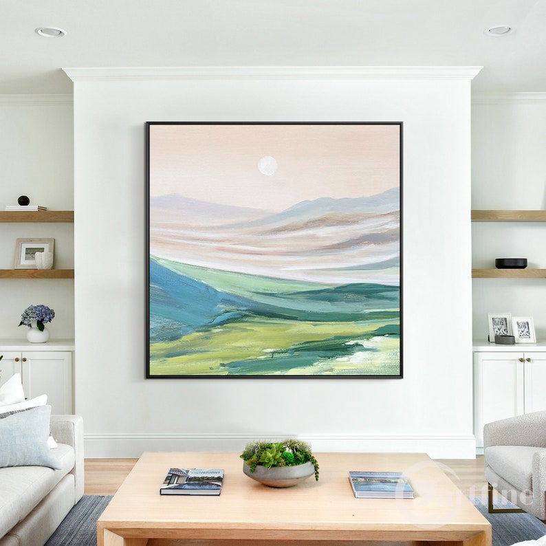 Abstract Landscape Painting Mountain Sun Painting Original - Etsy