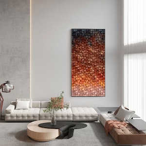 Abstract Deep Blue Brown Wall Art Mosaic Sculpture Textured Painting ...