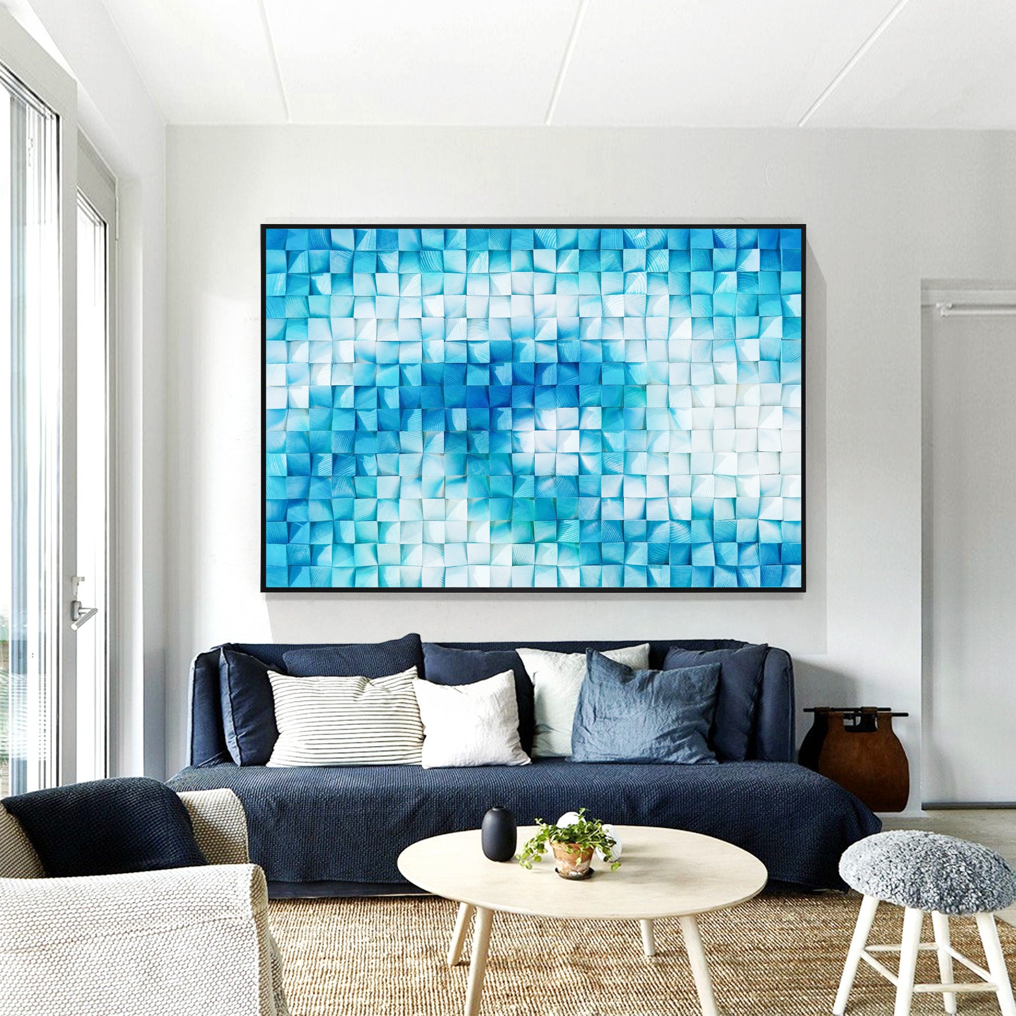 Wood Wall Art Abstract Wood Sculpture Art Horizontal Sea Painting ...