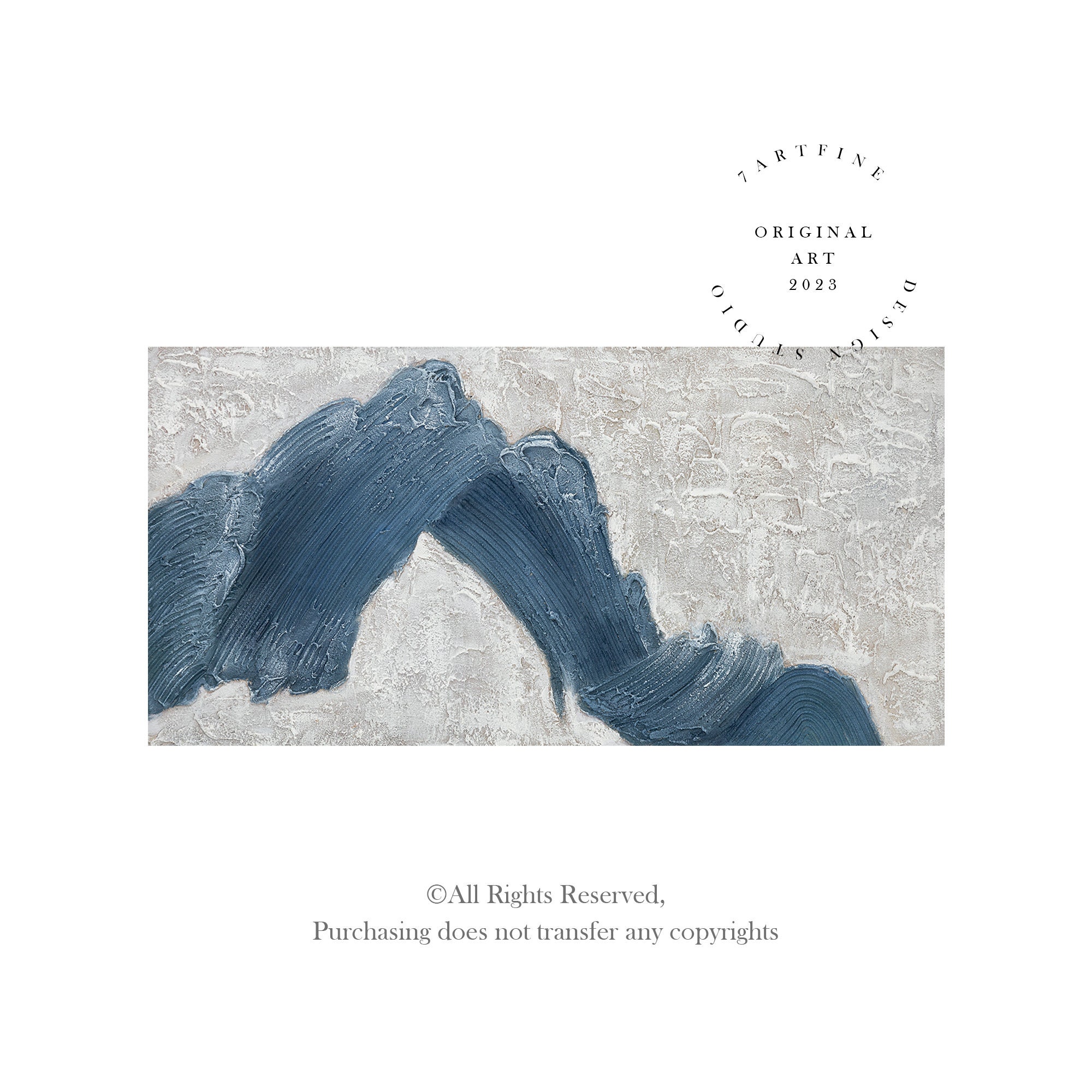 Navy Blue Abstract Mountain Wall Art – Huge Horizontal Textured ...
