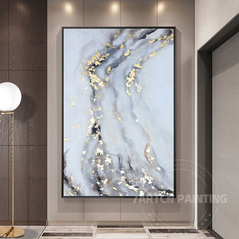 Watercolor Painting Framed Wall Art Abstract Wall Art Original Gray ...