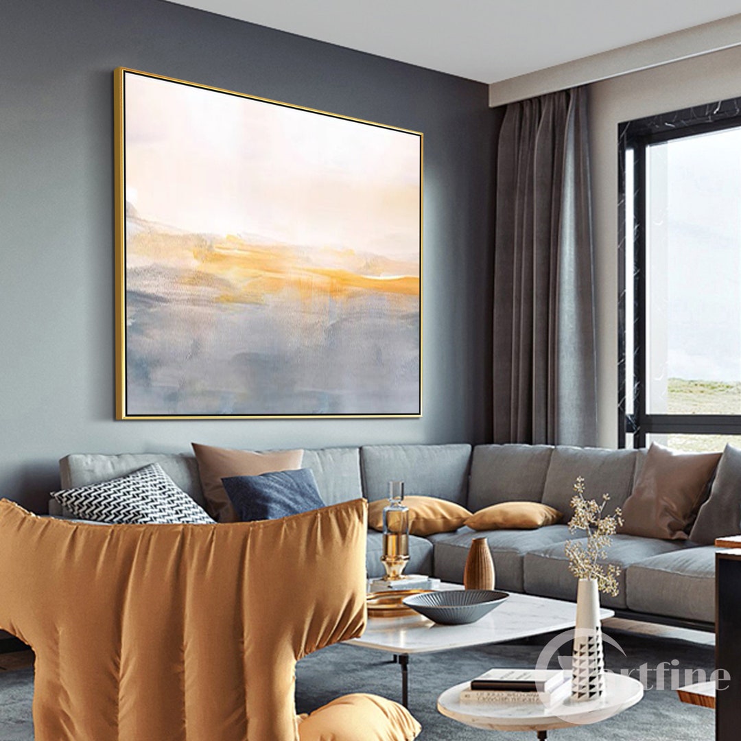 Original Abstract Sunrise Painting Texture Painting Acrylic Canvas ...