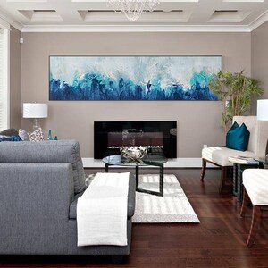Abstract Blue Wall Art Canvas Painting Large Long Wall Art Modern Wall ...