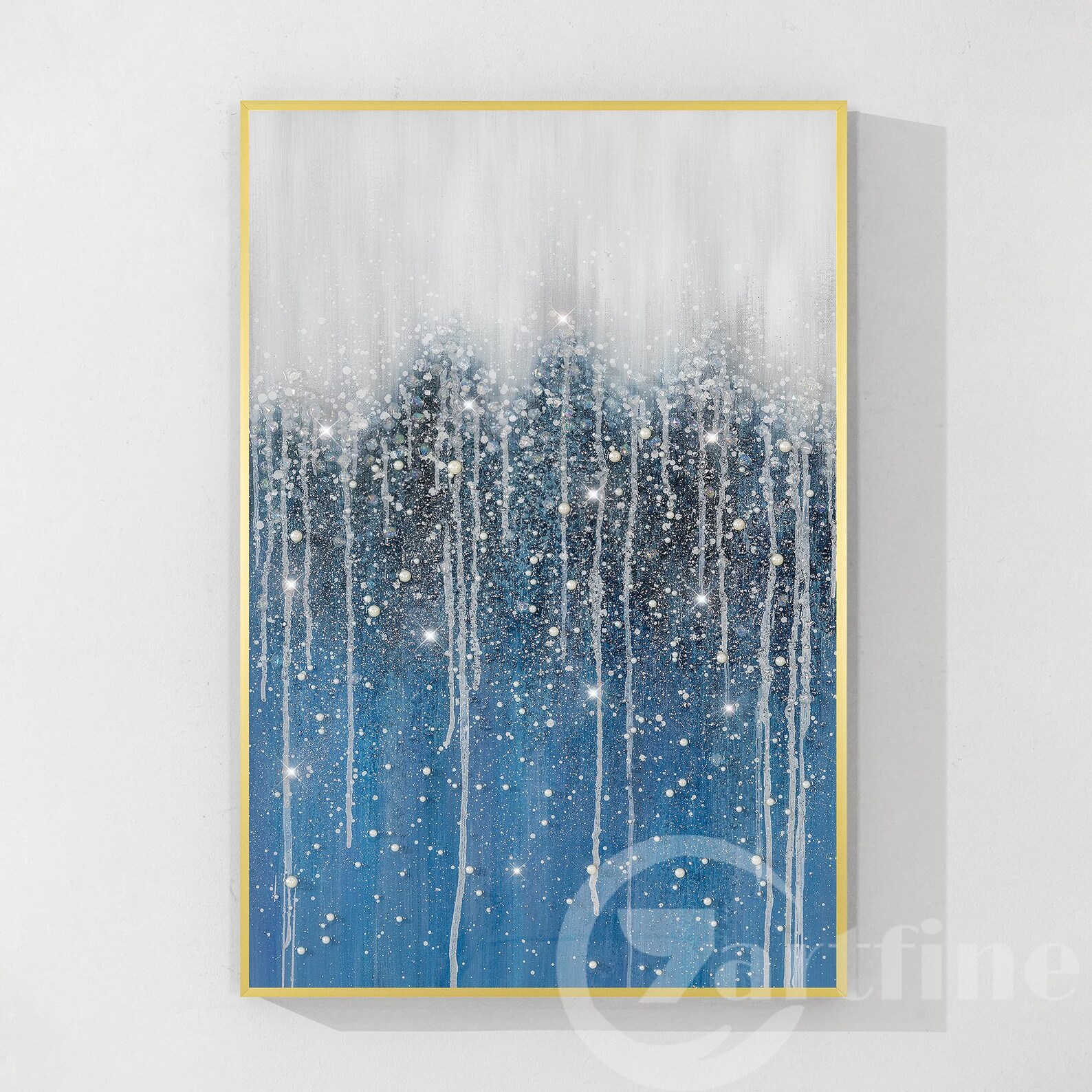 Resin Wall Art Abstract Baby Blue Painting Epoxy Geode Crystal Painting ...