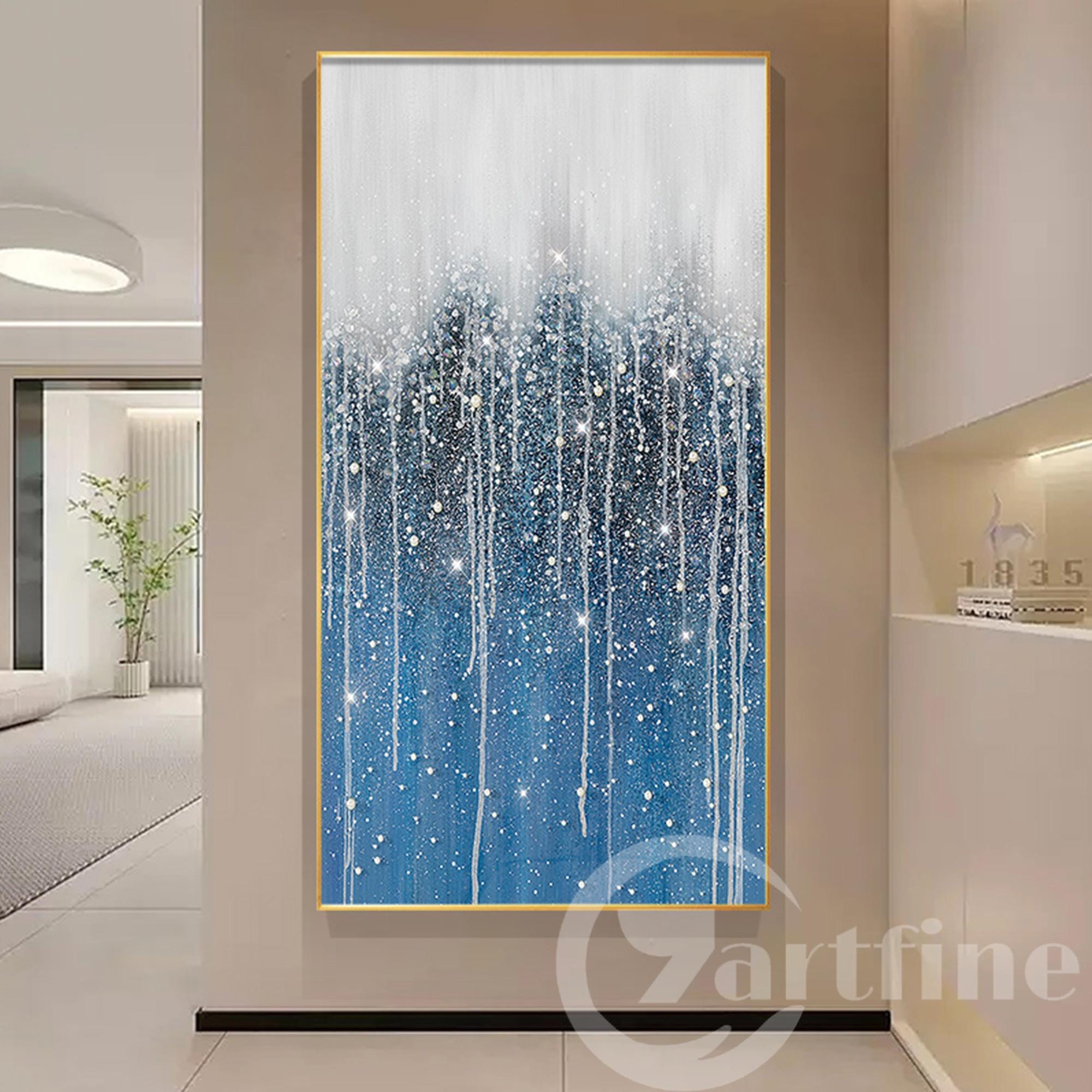 Resin Wall Art Abstract Baby Blue Painting Epoxy Geode Crystal Painting ...