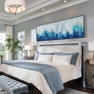 Abstract Blue Wall Art Canvas Painting Large Long Wall Art Modern Wall ...