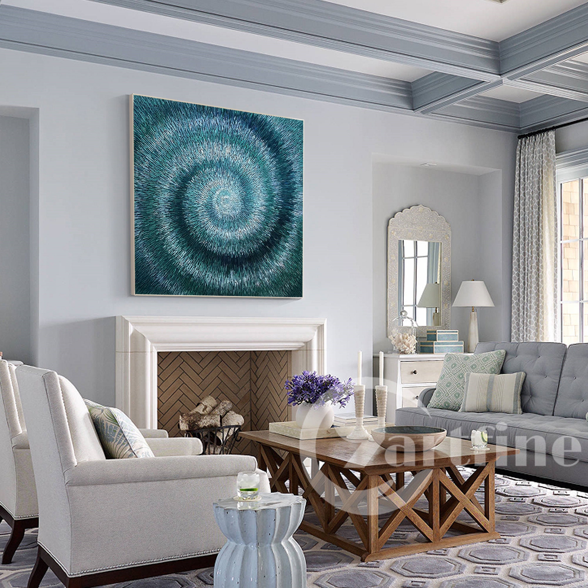 Original Turquoise L Abstract Painting Teal Abstract Wall Art ...
