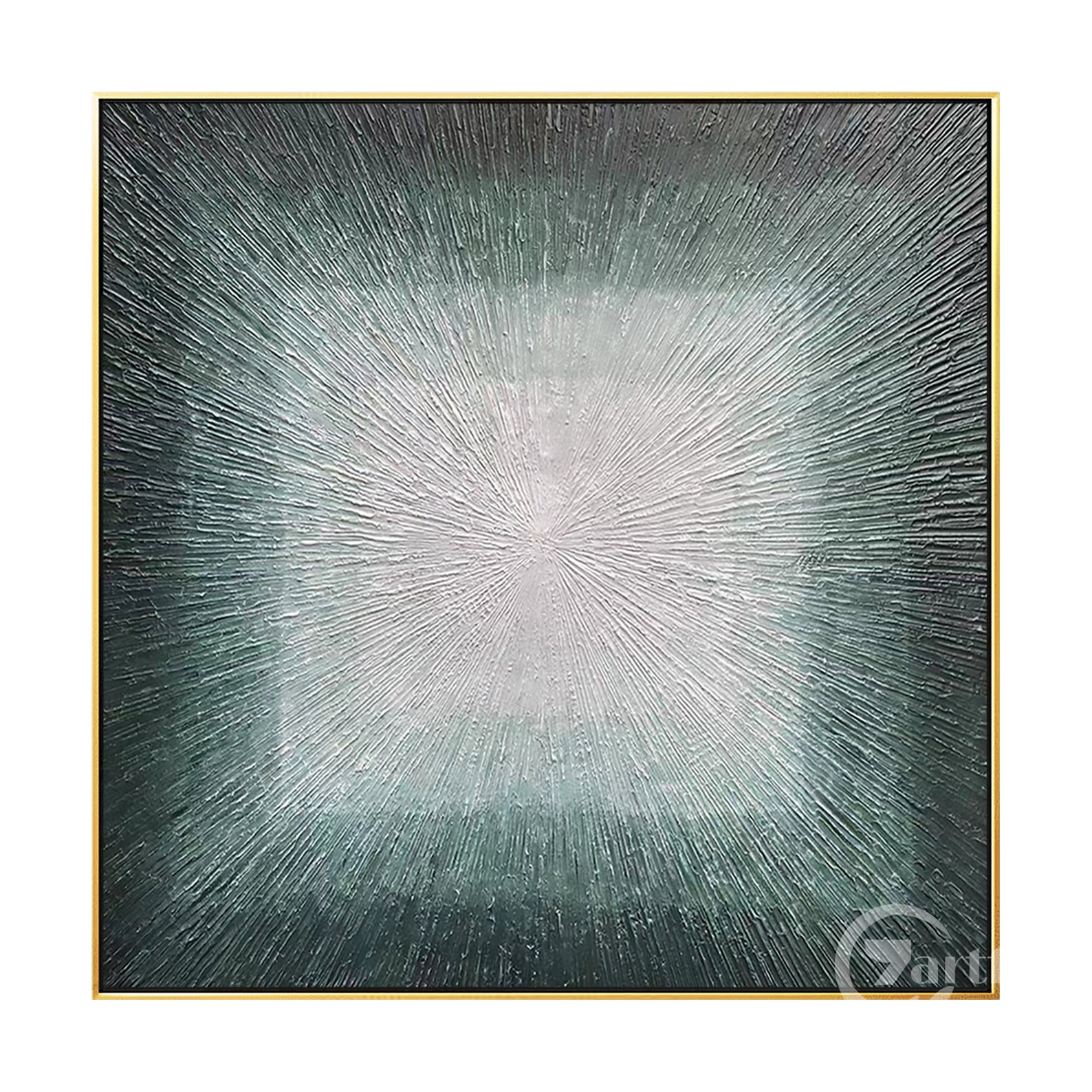 Minimalist Wall Art Green Link Abstract Painting on Canvas Large Framed ...