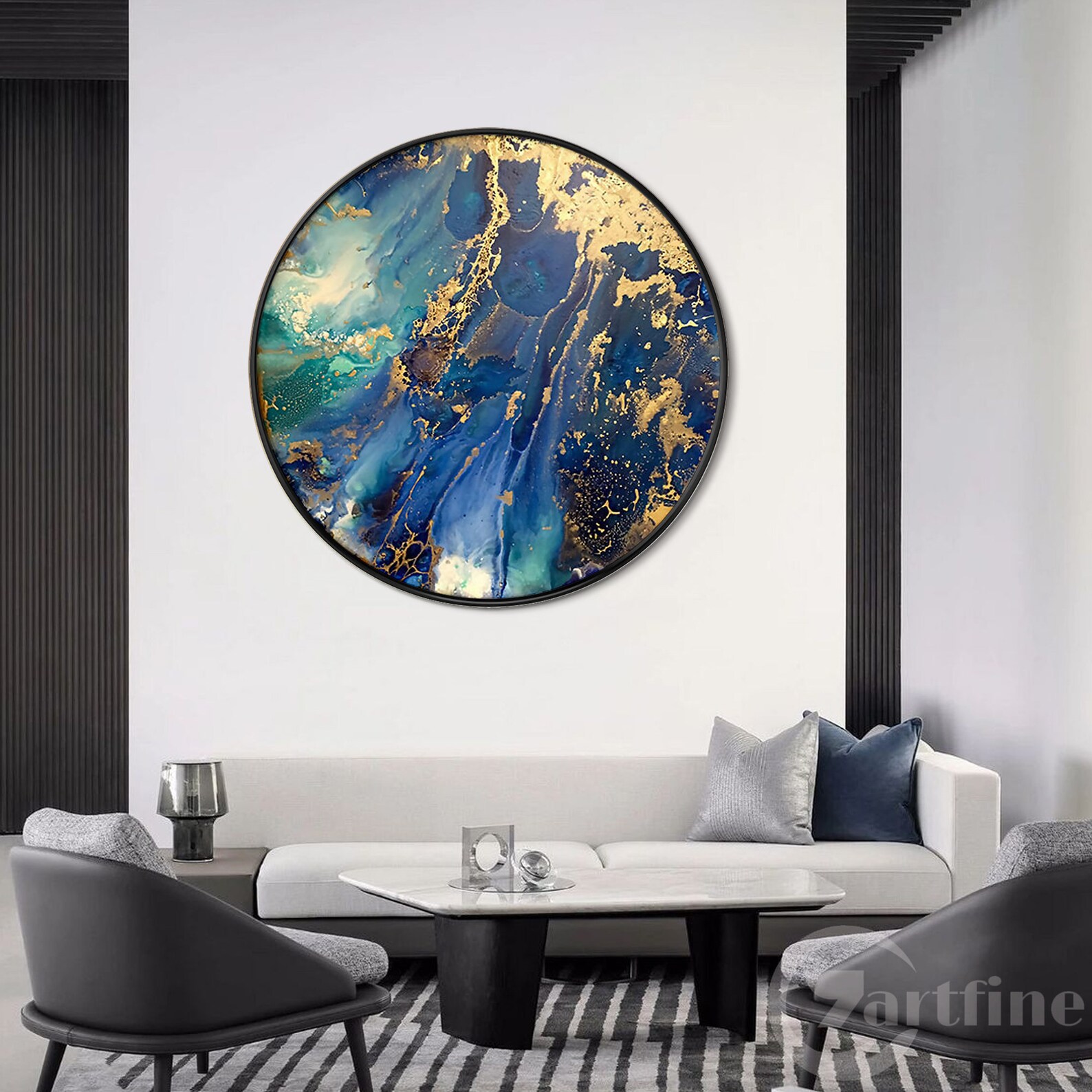 Round Abstract Frame Wall Art Universe Painting Oversize | Etsy