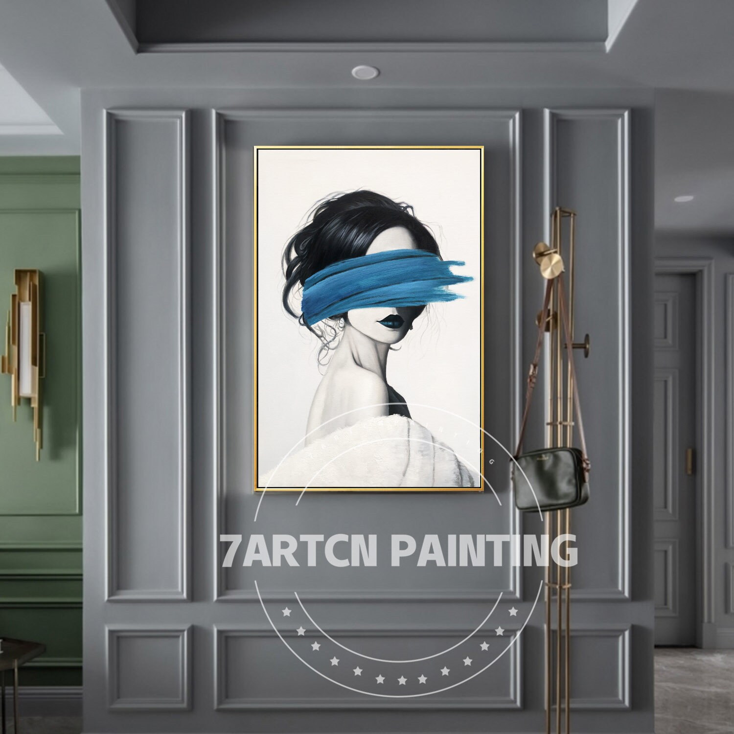 Women Portrait Painting People Figure Acrylic Painting Blue | Etsy