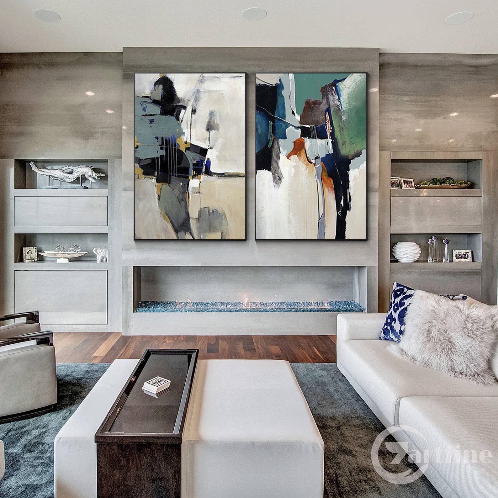 Abstract Wall Art Modern Frames Abstract Set of 3 Pieces Beige | Etsy