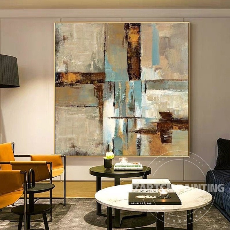 Original huge Modern abstract canvas acrylic painting gray | Etsy