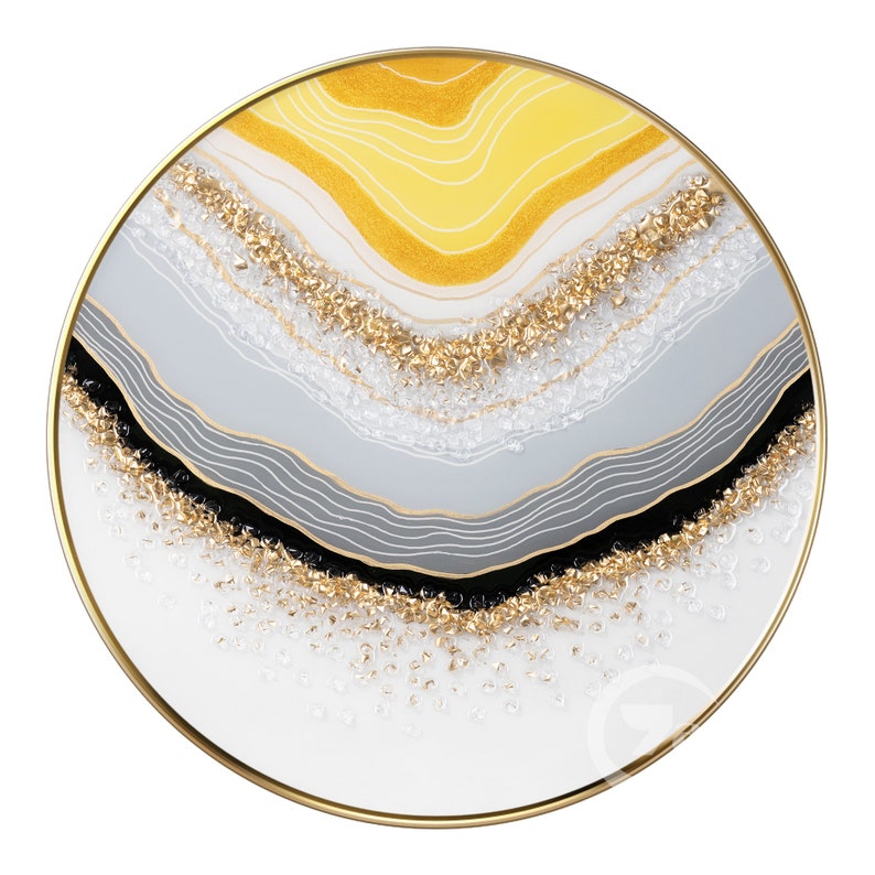 Resin Geode Crystal Wall Art Round Wall Art Luxury Abstract Hand ...