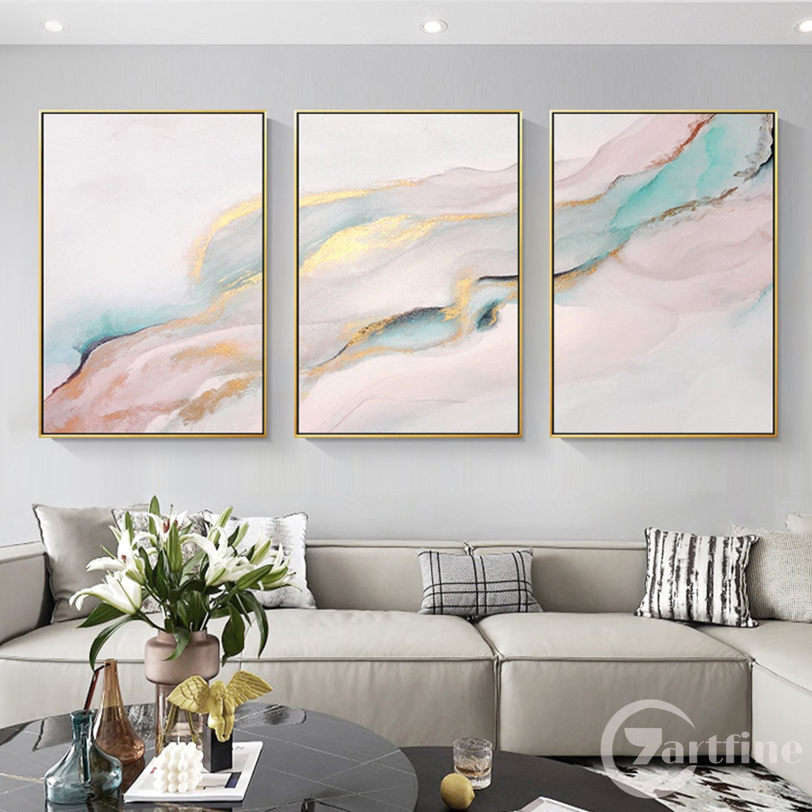 Abstract Set of 3 Pieces Frame Wall Art Watercolor Style - Etsy