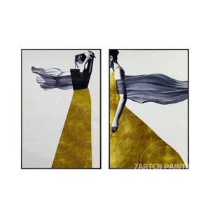 Set of 2 Pieces Wall Art Framed Dancer Painting on Canvas - Etsy