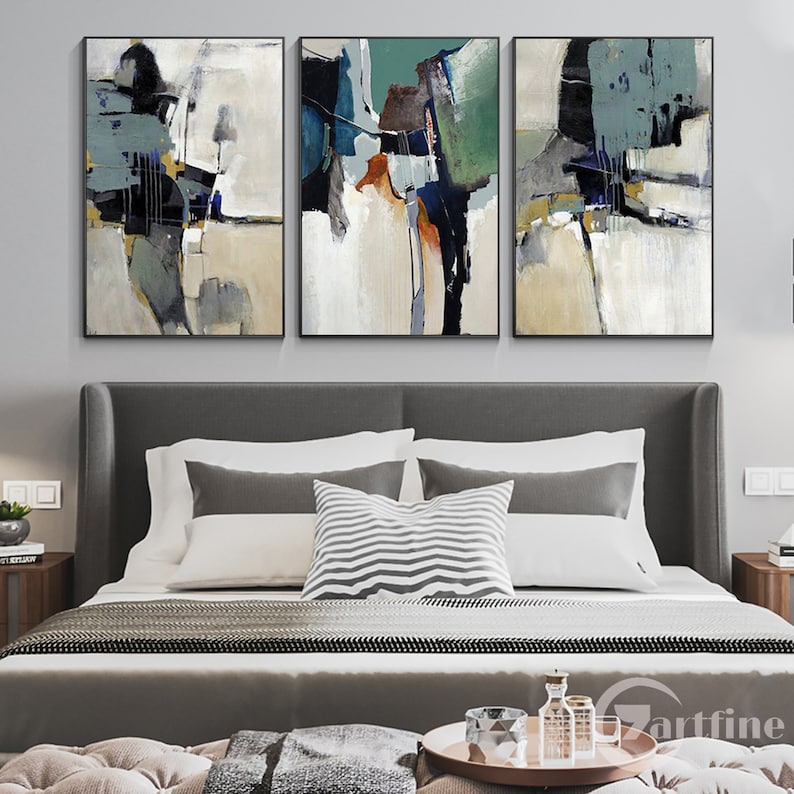 Abstract Wall Art Modern Frames Abstract Set of 3 Pieces Beige | Etsy