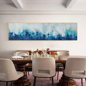 Abstract Blue Wall Art Canvas Painting Large Long Wall Art Modern Wall ...