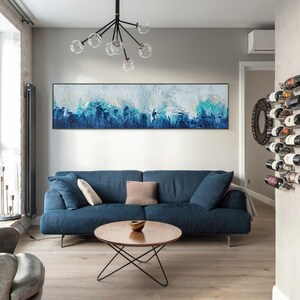 Abstract Blue Wall Art Canvas Painting Large Long Wall Art Modern Wall ...