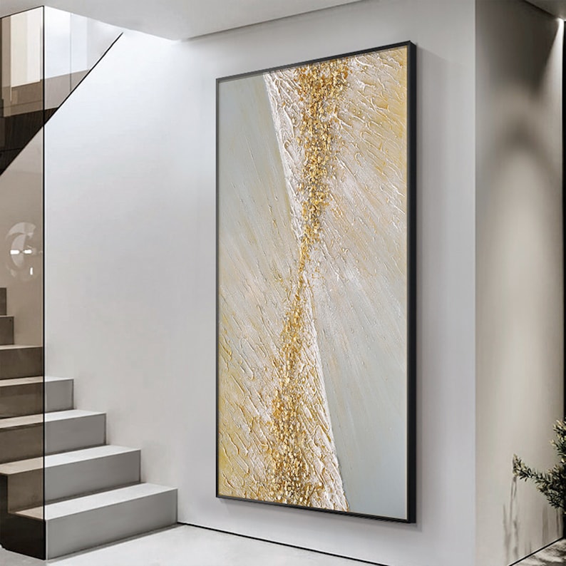 Gold Beach Wall Art Abstract Ocean Painting Textured Gold Sandy Wall ...