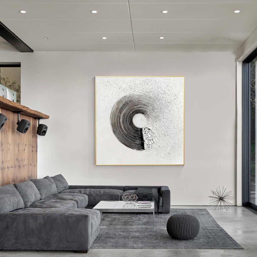 Minimalist Abstract Black Round Painting,original Painting,textured Art ...